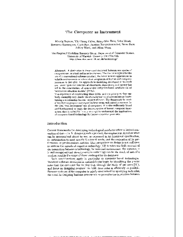 (PDF) The Computer as Instrument