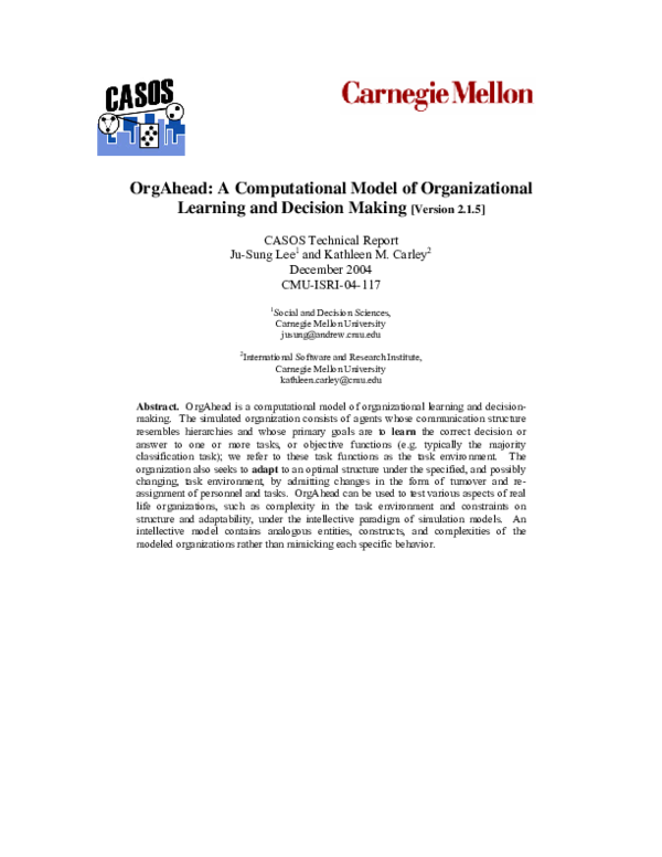 (PDF) OrgAhead: A Computational Model of Organizational Learning and ...