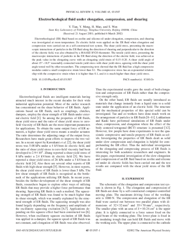 (PDF) Electrorheological fluid under elongation, compression, and shearing