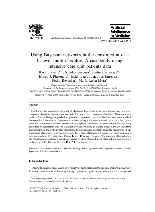 (PDF) Using Bayesian networks in the construction of a bi-level multi-classifier.A case study ...