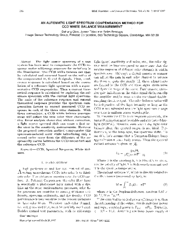 (PDF) An automatic light spectrum compensation method for CCD white ...