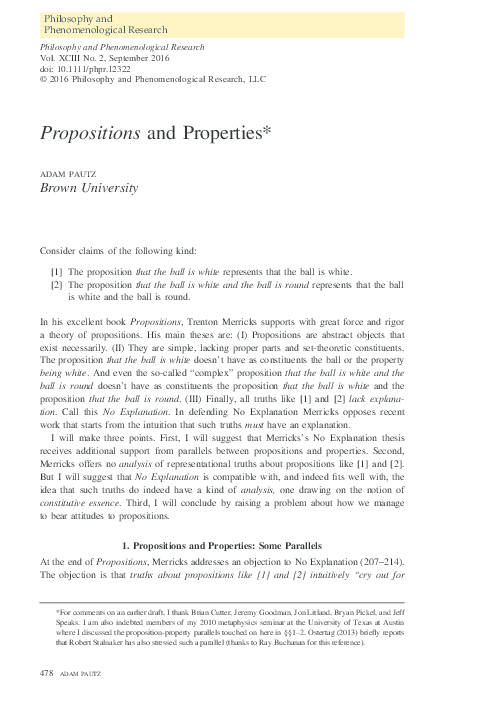 (PDF) Propositions and Properties (forthcoming in PPR) | Adam Pautz ...