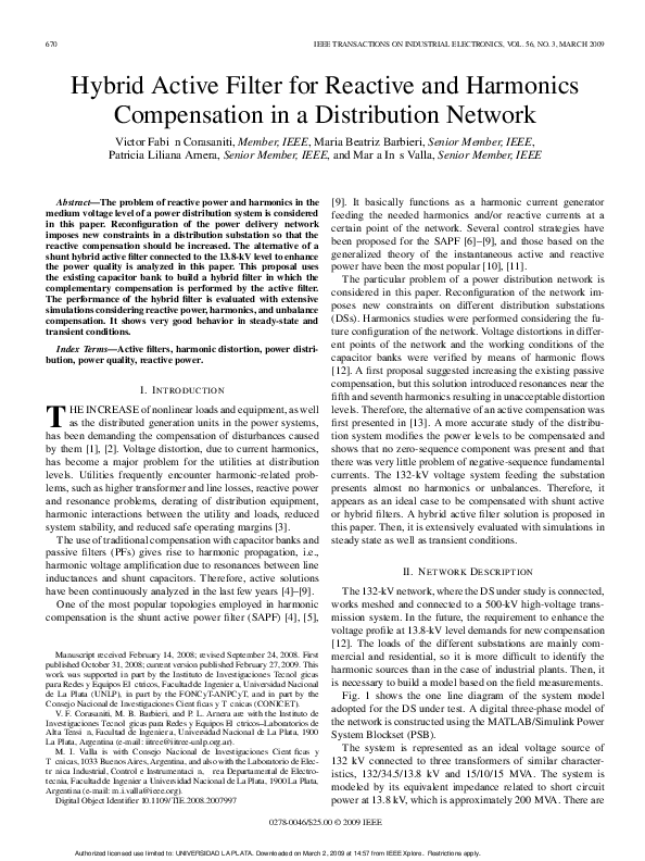 (PDF) Hybrid Active Filter for Reactive and Harmonics Compensation in a ...