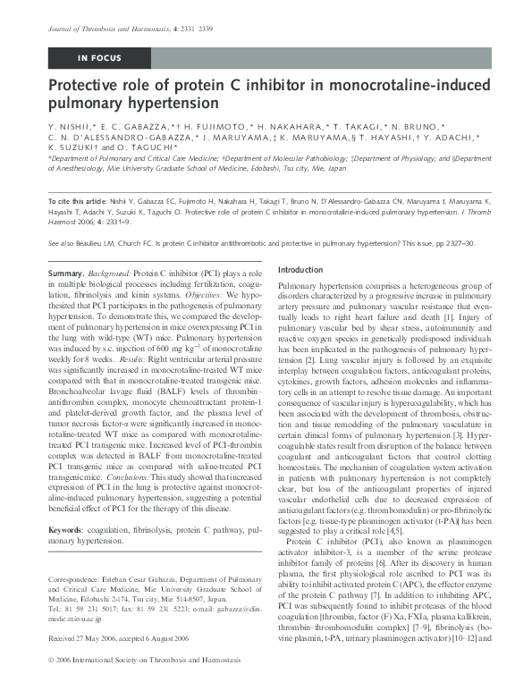 (PDF) Protective role of protein C inhibitor in monocrotaline-induced ...