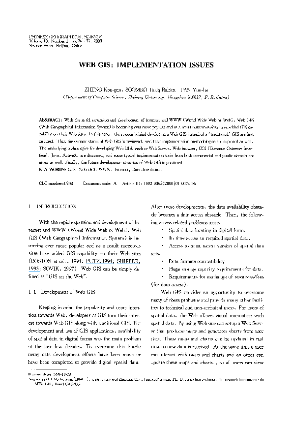 (PDF) Web GIS: Implementation issues