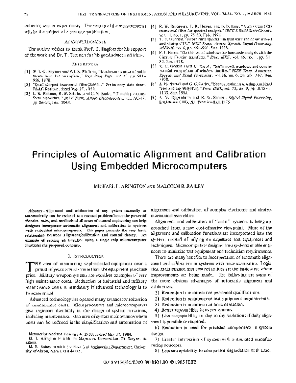 (PDF) Principles of Automatic Alignment and Calibration Using Embedded ...