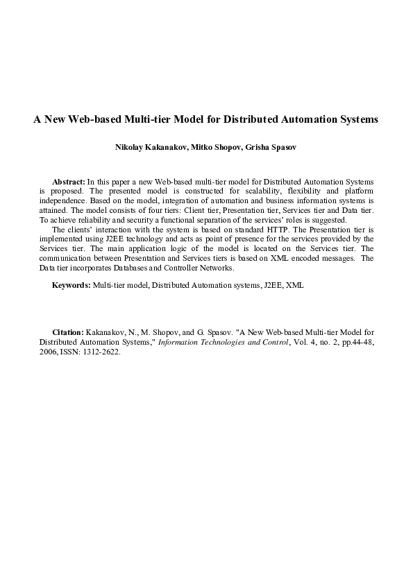 Pdf A New Web Based Multi Tier Model For Distributed Automation Systems