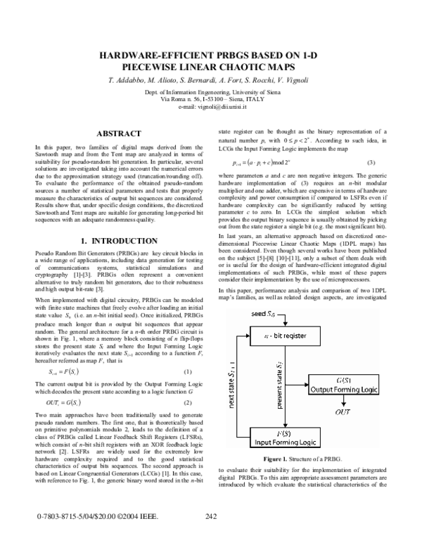 Pdf Hardware Efficient Prbgs Based On 1 D Piecewise Linear Chaotic Maps