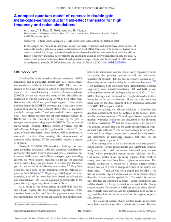 (PDF) A compact quantum model of nanoscale double-gate metal-oxide ...