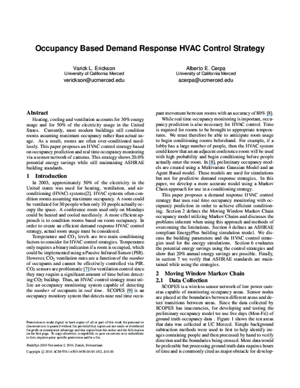 (PDF) Occupancy based demand response HVAC control strategy