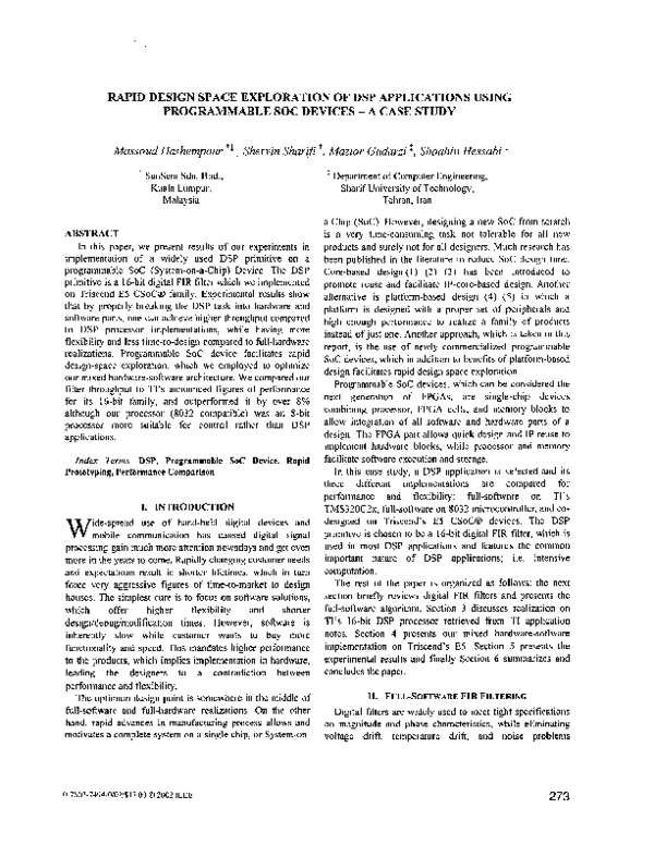 (PDF) Rapid design space exploration of DSP applications using programmable SoC devices-a case study