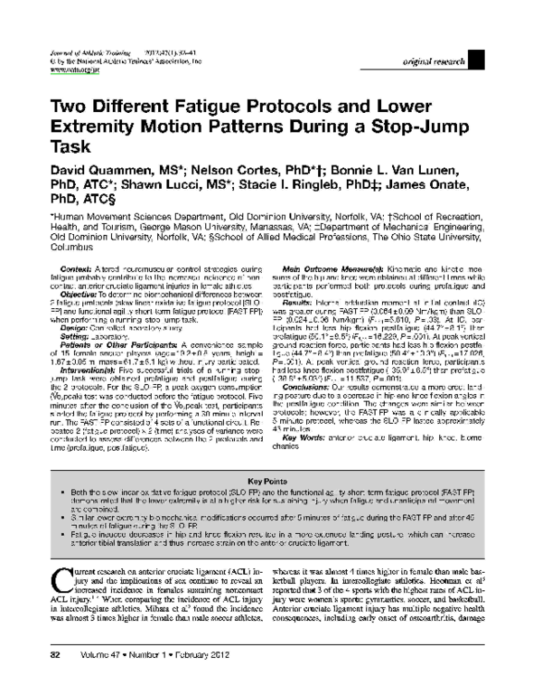 (PDF) Two different fatigue protocols and lower extremity motion ...