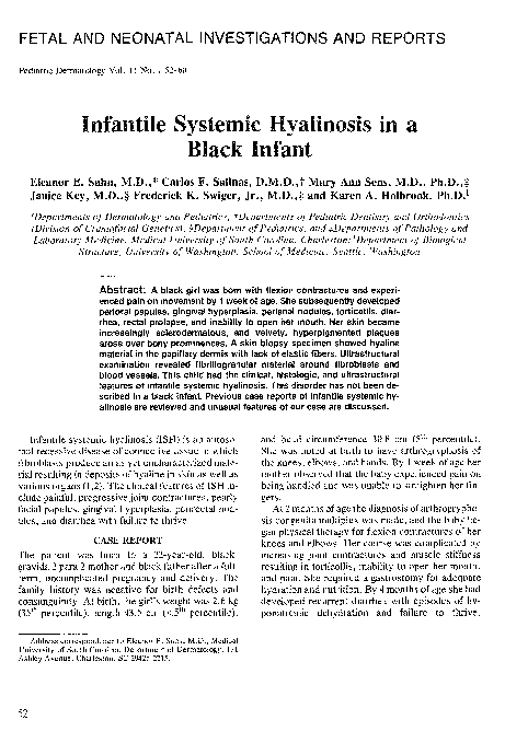 (PDF) Infantile Systemic Hyalinosis in a Black Infant