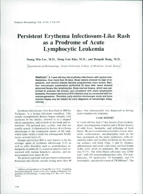 (PDF) Persistent Erythema Infectiosum-Like Rash as a Prodrome of Acute ...