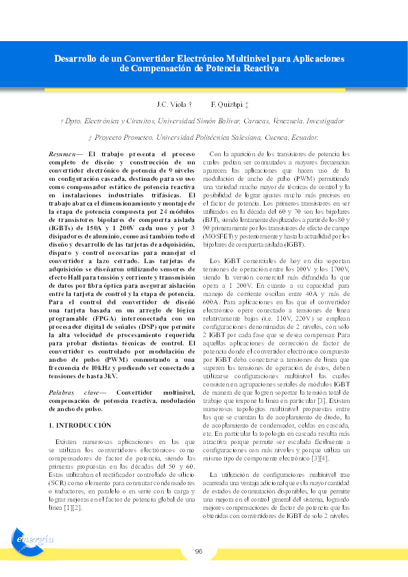 (PDF) Desarrollo de un convertidor electrónico multinivel para ...