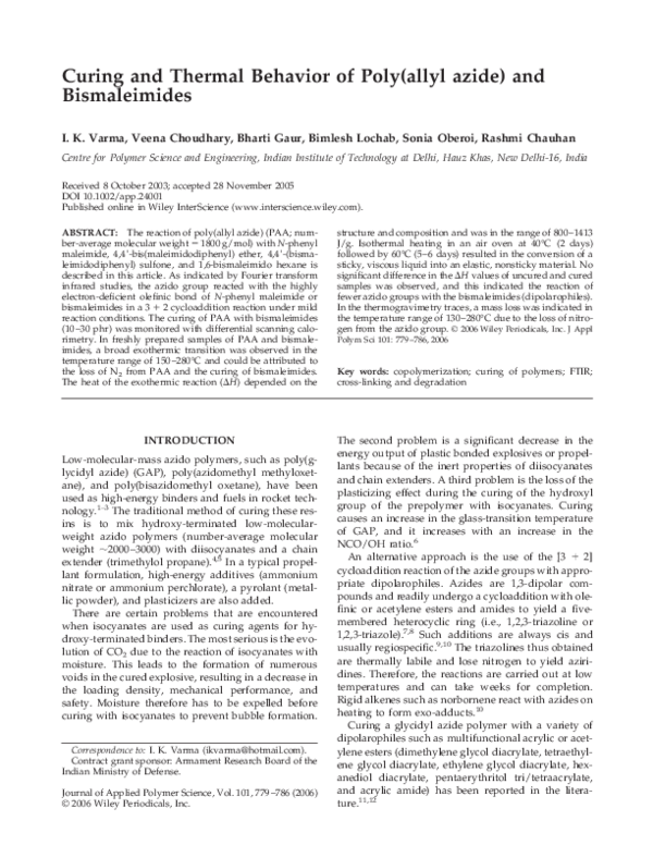 (PDF) Spectroscopic and thermal characterization of poly(glycidyl azide ...