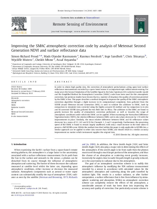 (PDF) Improving the SMAC atmospheric correction code by analysis of Meteosat Second Generation ...