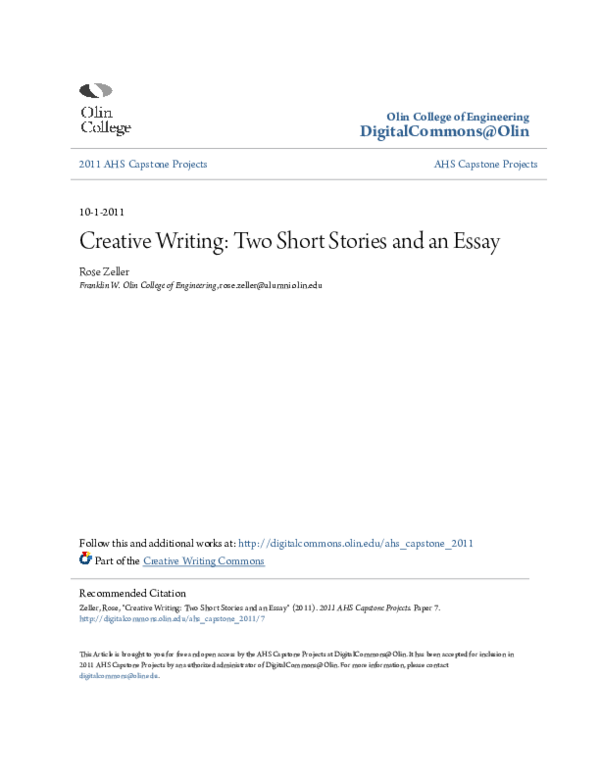 (PDF) Creative Writing: Two Short Stories and an Essay | Rose Eglantine ...