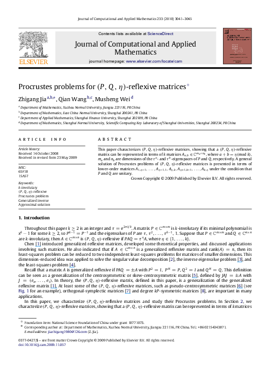 (PDF) Procrustes problems for (P,Q,[eta])-reflexive matrices