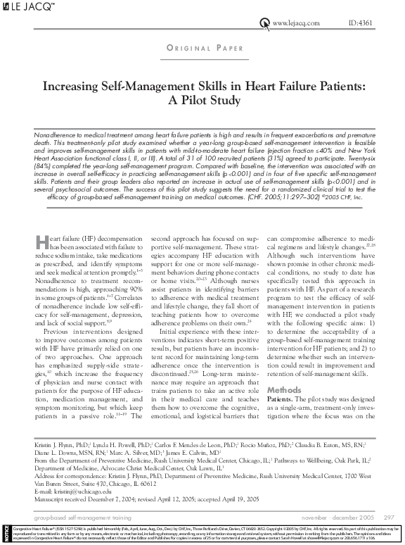 (PDF) Increasing Self-Management Skills in Heart Failure Patients: A ...