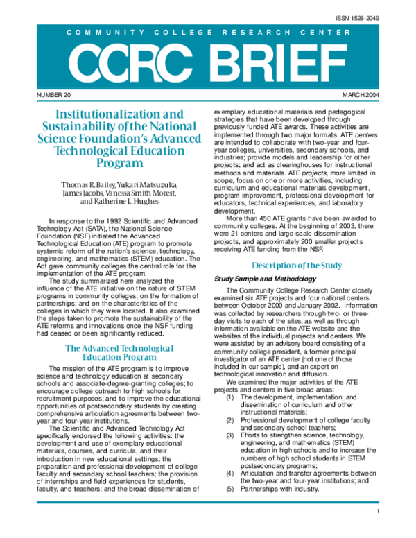 (PDF) Institutionalization and Sustainability of the National Science ...