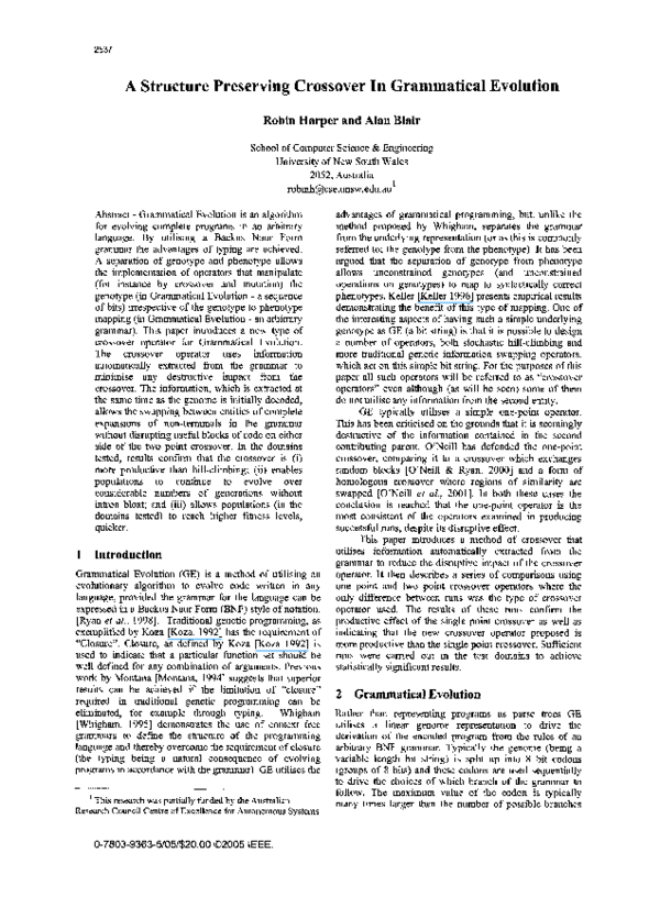 (PDF) A structure preserving crossover in grammatical evolution