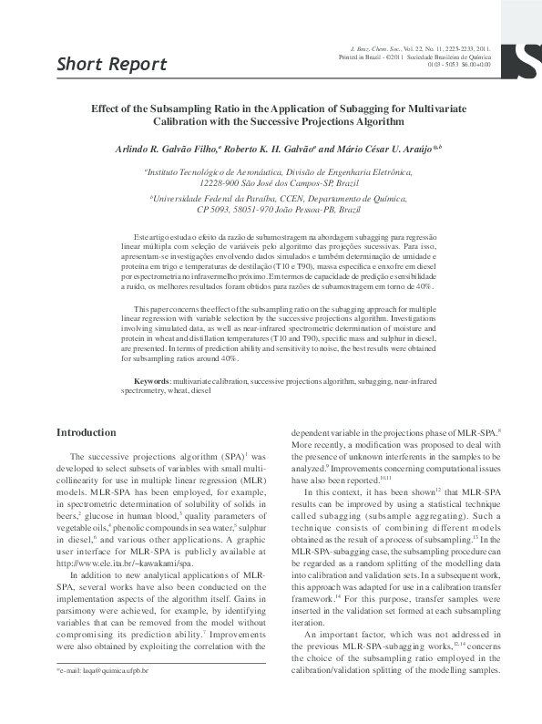 (PDF) Effect of the Subsampling Ratio in the Application of Subagging for Multivariate ...