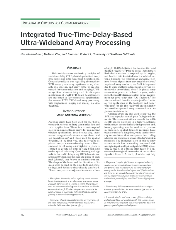 (PDF) Integrated true-time-delay-based ultra-wideband array processing