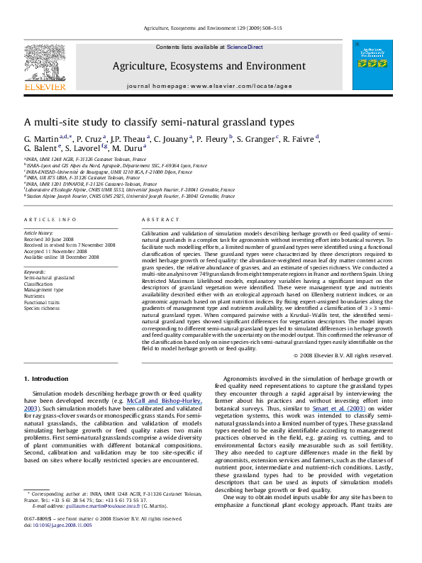 (PDF) A multi-site study to classify semi-natural grassland types