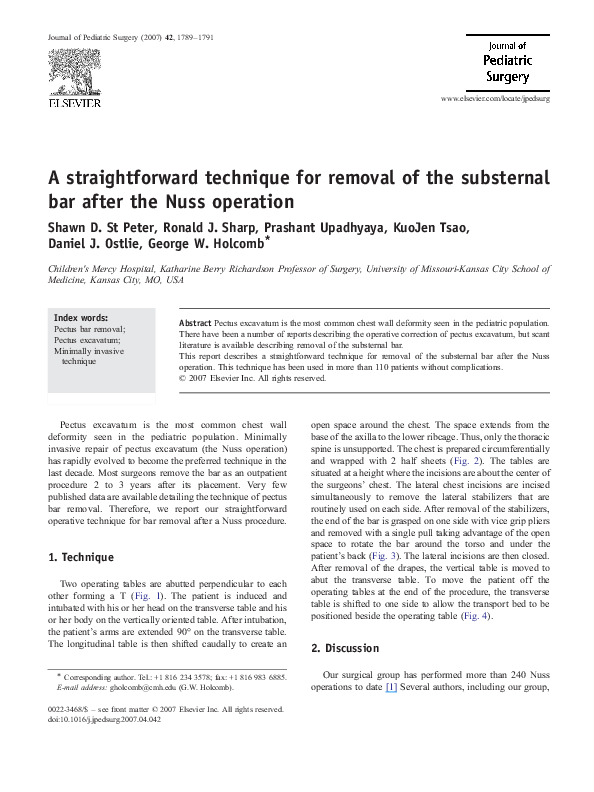 (PDF) A straightforward technique for removal of the substernal bar ...