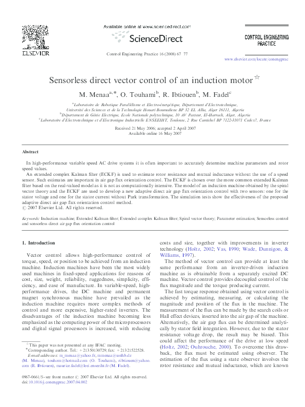 Pdf Sensorless Direct Vector Control Of Induction Motor With A Unified Sliding Mode Observer