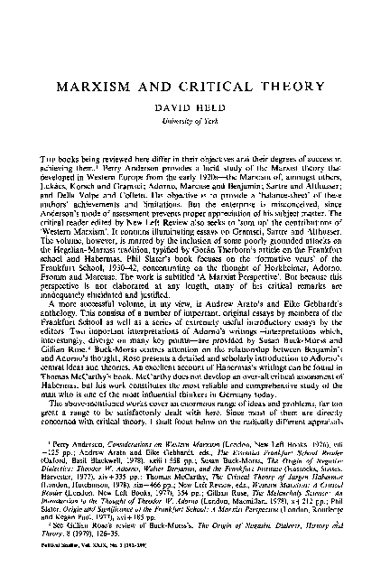 (PDF) Marxism and Critical Theory
