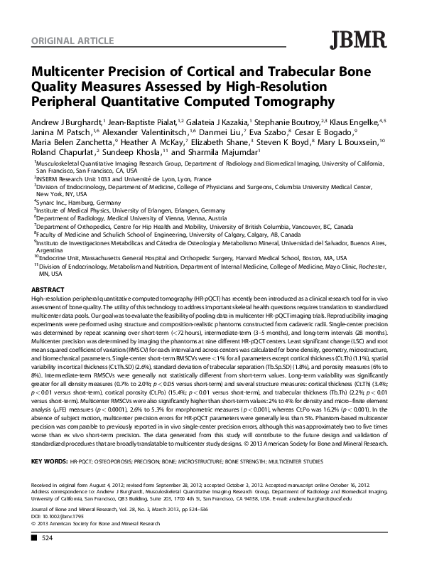 (PDF) Multicenter precision of cortical and trabecular bone quality measures assessed by high ...