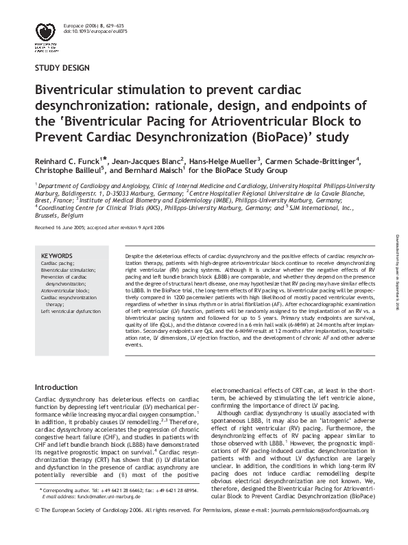(PDF) Biventricular stimulation to prevent cardiac desynchronization ...