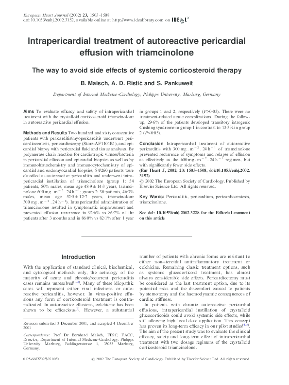 (PDF) Intrapericardial treatment of autoreactive pericardial effusion ...