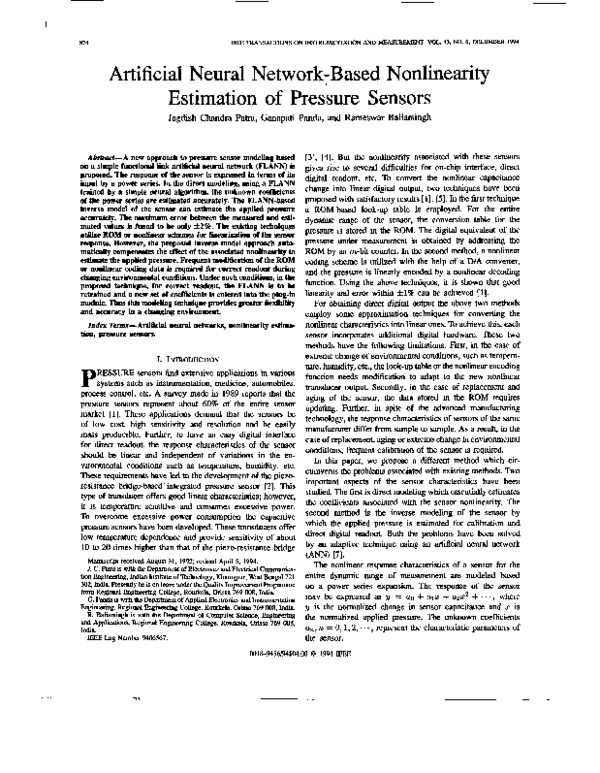 Pdf Artificial Neural Network Based Nonlinearity Estimation Of