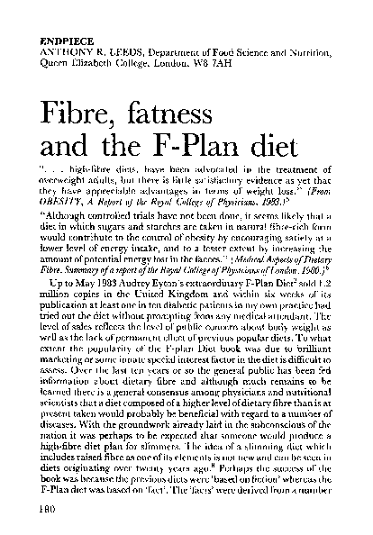 (PDF) Fibre, fatness and the F-Plan diet