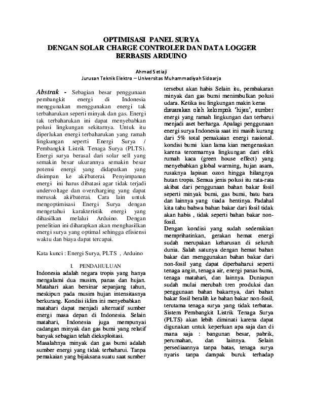 (PDF) OPTIMISASI PANEL SURYA DENGAN SOLAR CHARGE CONTROLER DAN DATA ...