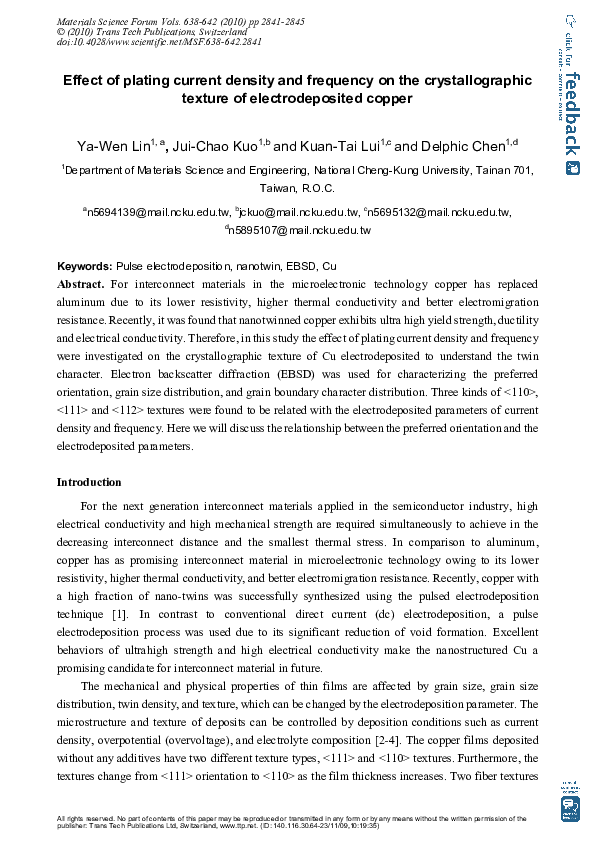(PDF) Effect of Plating Current Density and Frequency on the ...