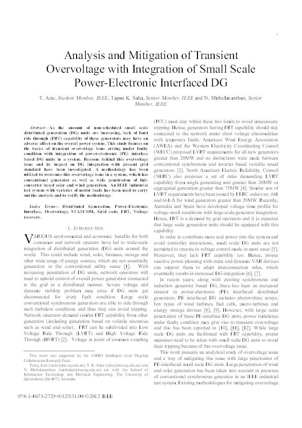 Pdf Analysis And Mitigation Of Transient Overvoltage With Integration