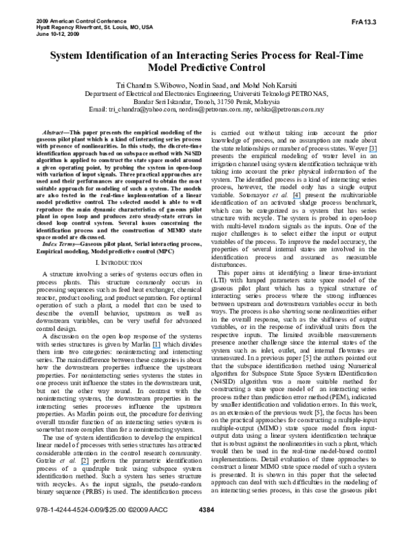 (PDF) System identification of an interacting series process for real-time model predictive control