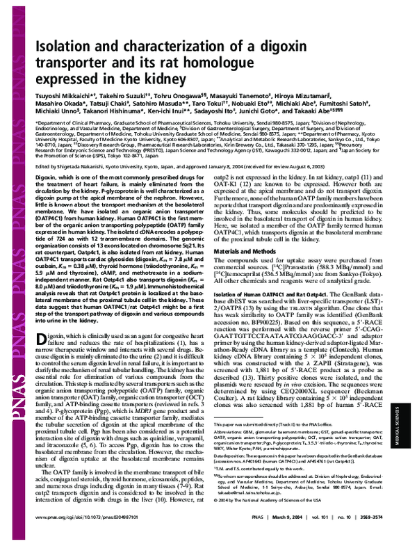 (PDF) Isolation and characterization of a digoxin transporter and its ...