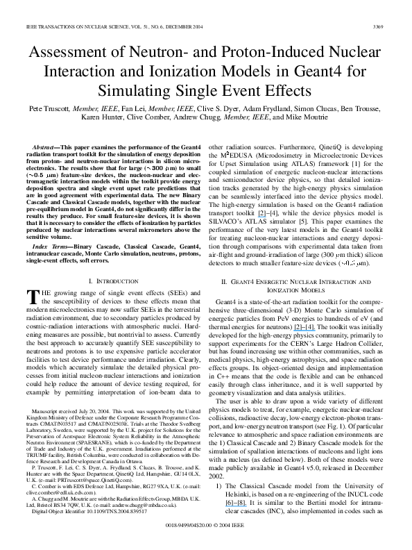 (PDF) Assessment of neutron- and proton-induced nuclear interaction and ionization models in ...