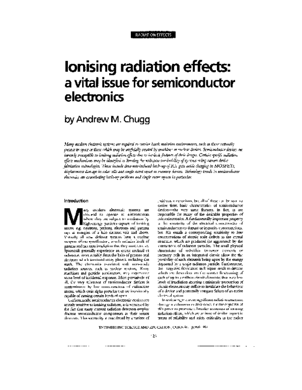 (PDF) Ionising radiation effects: a vital issue for semiconductor ...