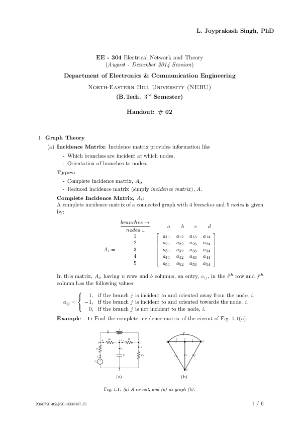 incidence matrix of a directed graph