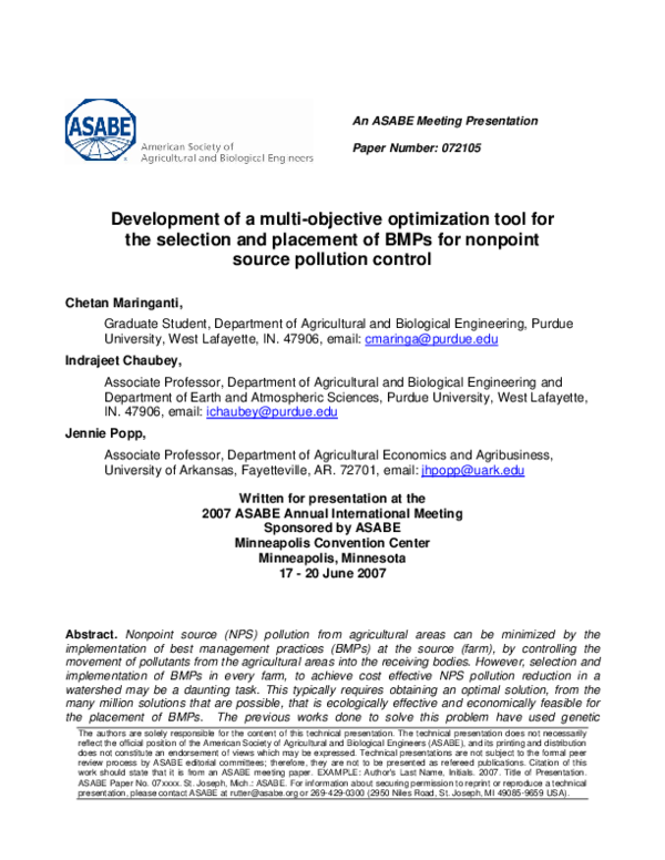 Pdf Development Of A Multiobjective Optimization Tool For The