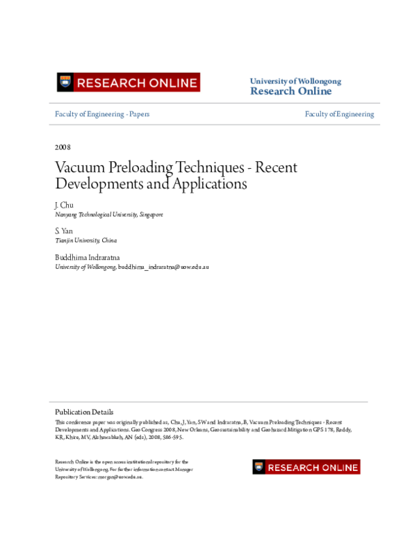 (PDF) Vacuum Preloading Techniques — Recent Developments and Applications