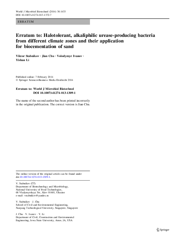 (PDF) Halotolerant, alkaliphilic urease-producing bacteria from ...