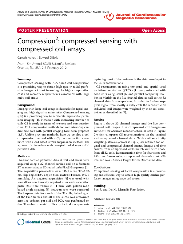 (PDF) Compression2: compressed sensing with compressed coil arrays