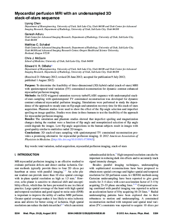 (PDF) Myocardial perfusion MRI with an undersampled 3D stack-of-stars sequence